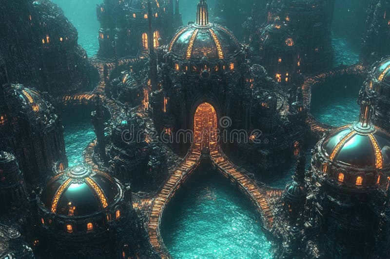 Symmetrical Underwater City Features Bubble-like Domes and Illuminated ...