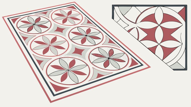 Geometric Tile Pattern, Symmetrical Floor Design Vector Design ...