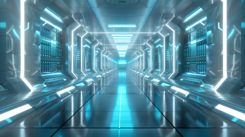 The Futuristic Data Center Corridor.AI Generated Image Stock Image ...