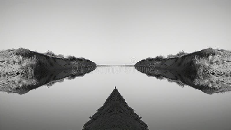A Symmetrical View of the Natural Landscape, Reflected in the Calm ...