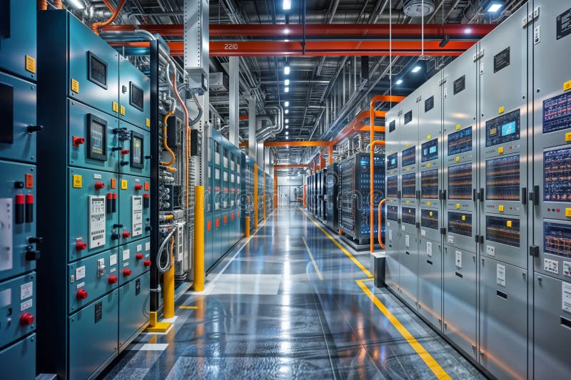 Symmetrical View of Well-Organized Server Racks, Generative Ai Stock ...