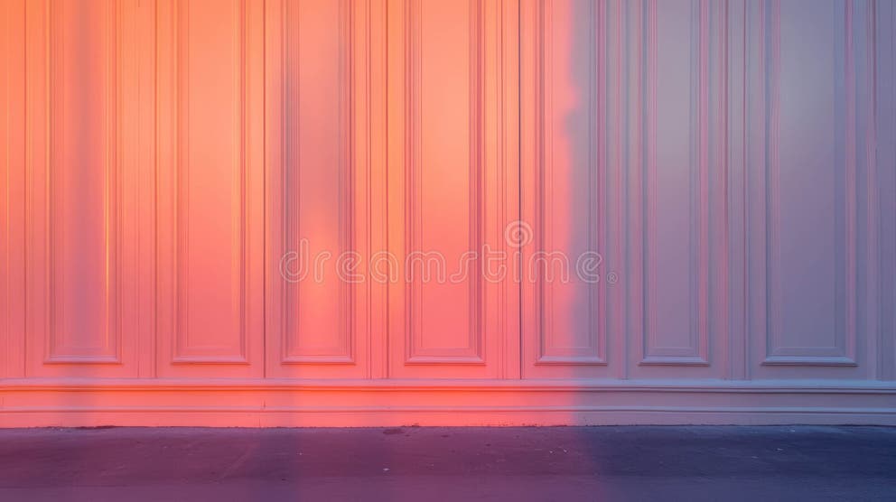 Symmetrical Wall Molding Design with Orange and Blue Gradient Lighting ...