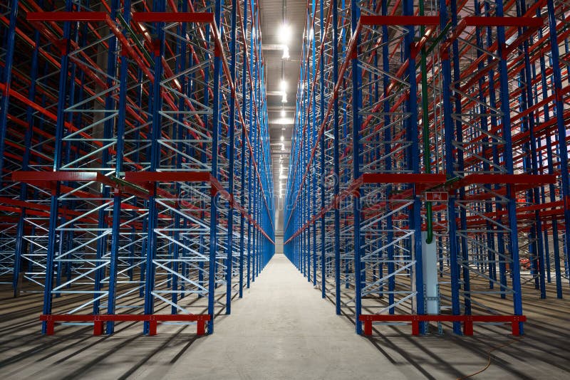 Symmetrical Warehouse Racking System with Metal Frames Stock Image ...