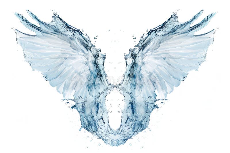 Symmetrical Water Splash Looking Like Wings Isolated White Stock Photos ...