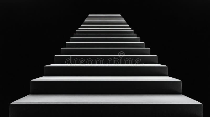 Symmetrical White Steps in Dark Space Stock Illustration - Illustration ...