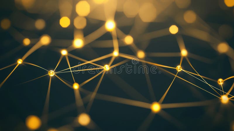 Symmetrical Wireframe Structure with Glowing Links in a Futuristic Tech ...