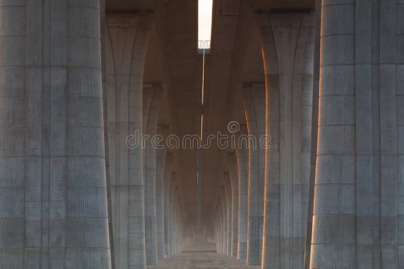 Architecture Lines Under the Higway Bridge. Stock Photo - Image of ...