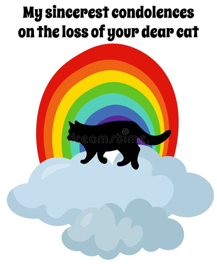 Sympathy Card about Cat Loss, Kind Phrase with Condolences Stock Vector ...