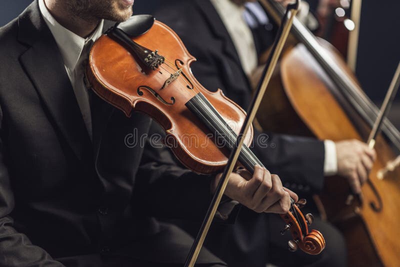 Symphonic String Orchestra Performing on Stage Stock Photo - Image of ...