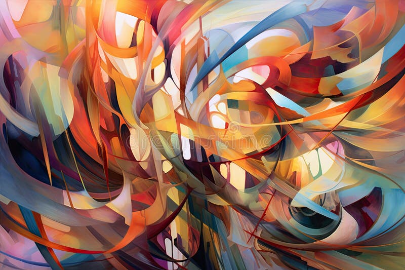 Symphony of Abstract Forms and Lines, Intertwining and Overlapping in a ...