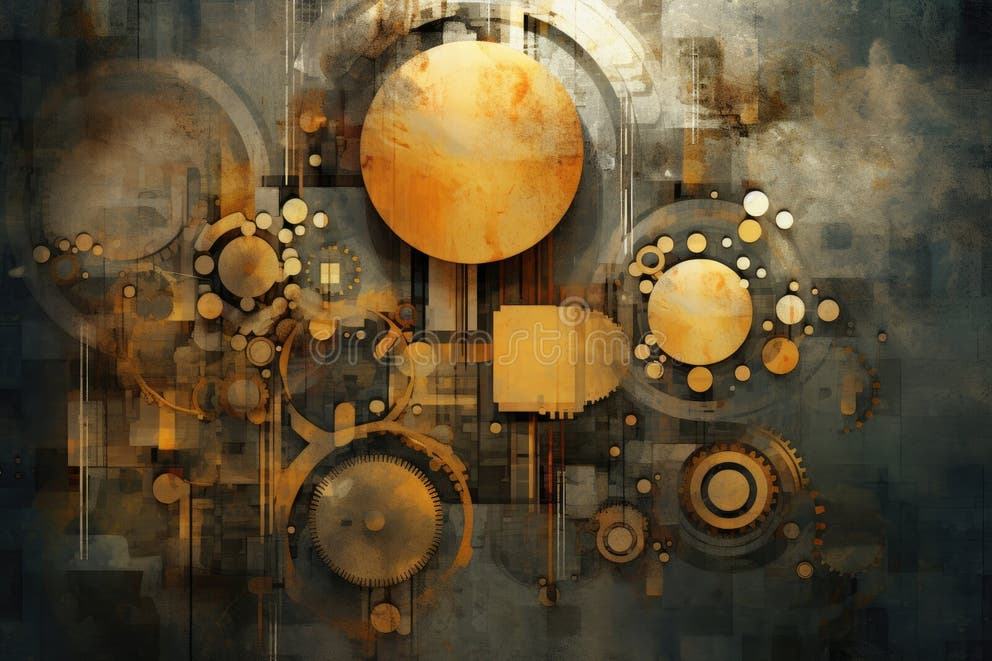 Symphony of Abstract Forms and Textures on a Metallic Background ...