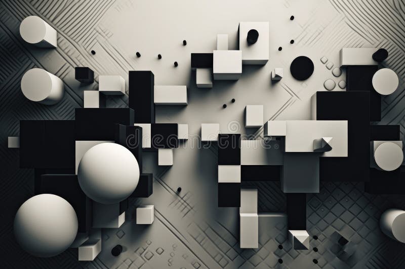 Symphony of Abstract Geometric Shapes on a Monochromatic Background ...