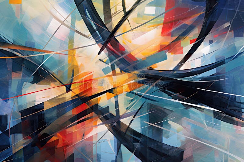 Symphony of Abstract Lines Intersecting and Diverging, Creating a ...