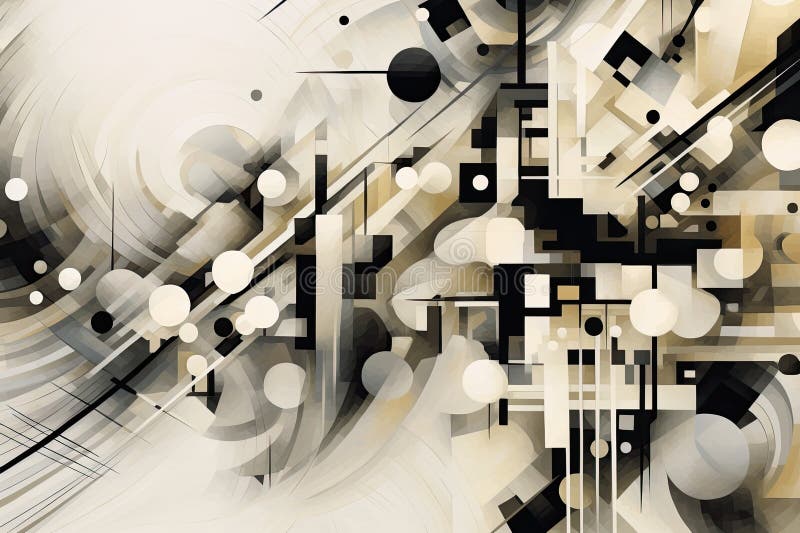 Symphony of Abstract Shapes and Lines on a Monochromatic Background ...
