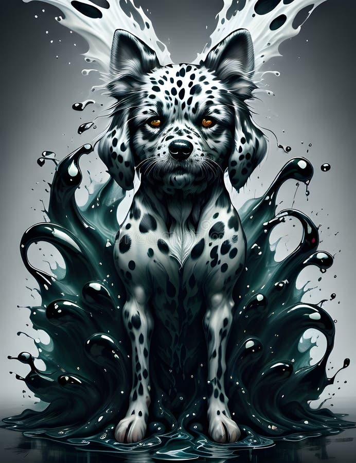 A Symphony of Black and White with Splash Paint of a Cute Dalmation ...