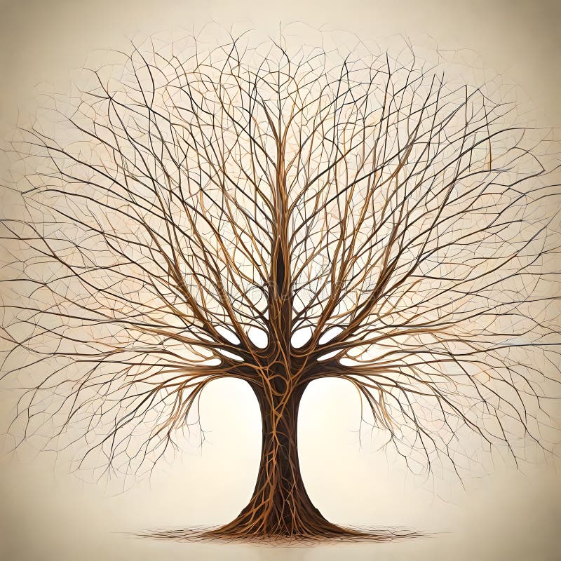 Symphony of Branches: Symmetrical Brown Tree Stock Illustration ...