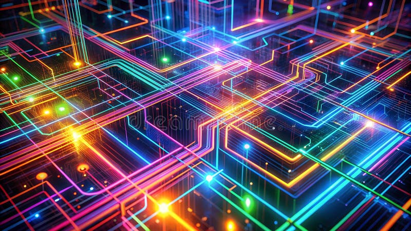 Symphony of Circuits: a Vibrant Tapestry of Interconnected Neon Lights ... Symphony of Circuits: a Vibrant Tapestry of Interconnected Neon Lights ...