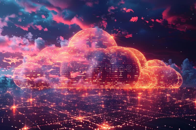 Symphony of the Cloud: a Digital Minimalist Ode To Data Harmony. Concept Data Visualization ...