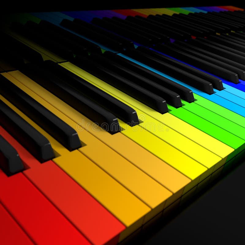 Piano keys and colors stock illustration. Illustration of closeup ...