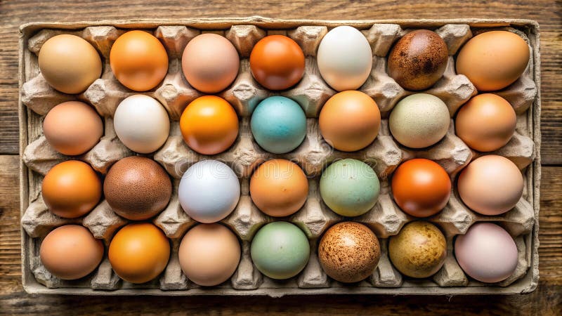A Symphony of Colors: Fresh Farm Eggs in a Cardboard Box AI Generated ...