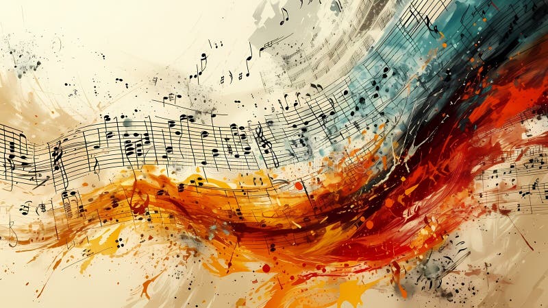 Symphony of Elements: Musical Fusion with Nature and Fire Stock ...