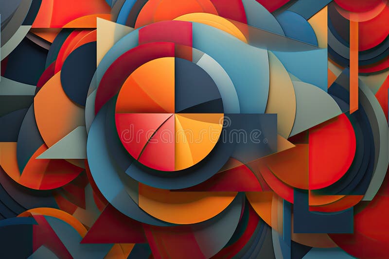 Symphony of Geometric Shapes in Bold and Contrasting Hues, Overlapping ...