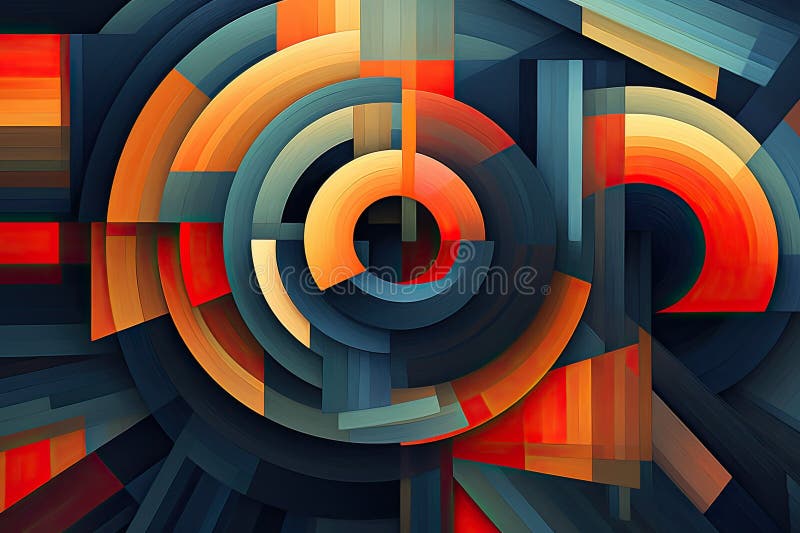 Symphony of Geometric Shapes in Bold and Contrasting Hues, Overlapping ...