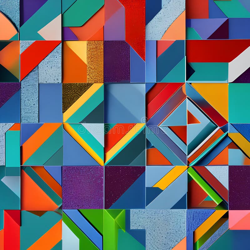 A Symphony of Geometric Shapes in Vibrant Colors, Merging and ...