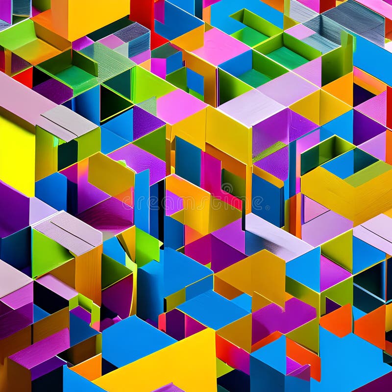 A Symphony of Geometric Shapes in Vibrant Colors, Merging and ...