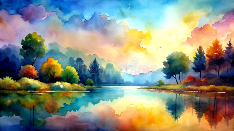 A Symphony of Hues: Abstract Watercolor Landscape Generative AI ...