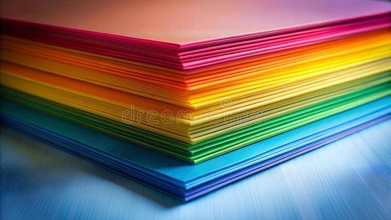 A Symphony of Hues Stacked Paper Sheets in a Vibrant Rainbow Spectrum ...