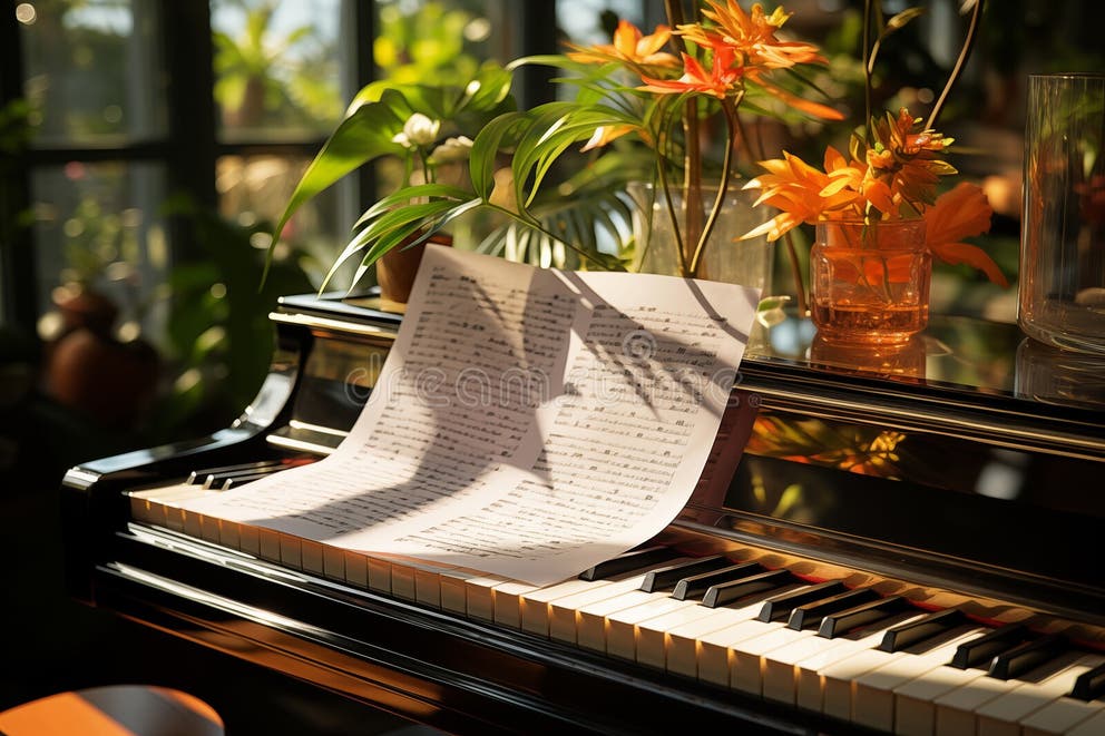 Symphony of Knowledge Musical Book and Grand Piano Stock Illustration ...