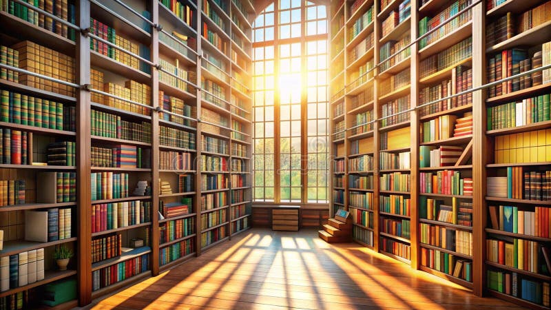 A Symphony of Knowledge a Whimsical Library Filled with Stacks of Books ...