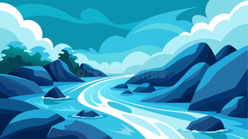 A Symphony of Movement As the River Rushes Over Rocks Creating a ...