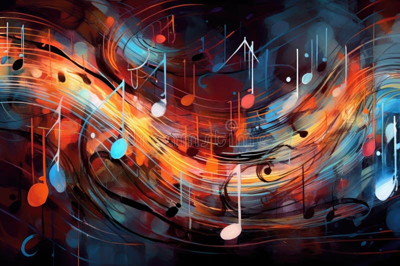 Symphony of Musical Notes Visualized through Abstract Lines and Shapes ...