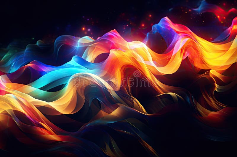 Symphony of Neon Lights Dancing in Abstract Patterns, Illuminating the ...