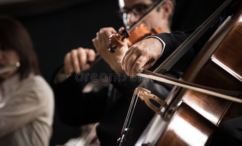 Symphony Orchestra: Cello Player Close-up Stock Image - Image of stage ...