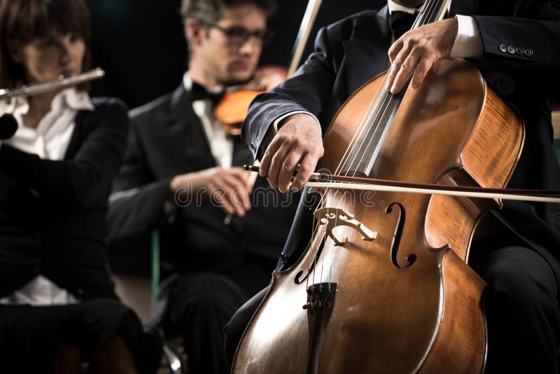 Symphony Orchestra: Cello Player Close-up Stock Image - Image of fiddle ...