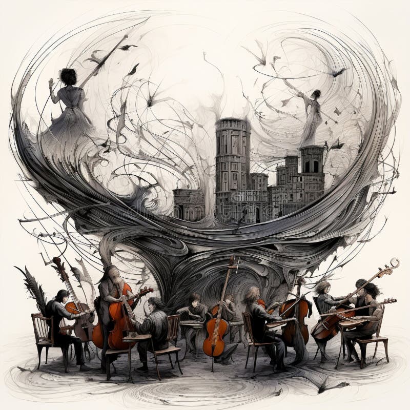 Symphony Orchestra with Feather Quills Stock Image - Image of symphony ...