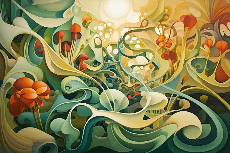 Symphony of Organic Abstract Forms Merging and Evolving, Resembling a ...