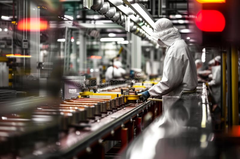 Symphony of Precision, Machines and Human Hands Creating Products Stock ...