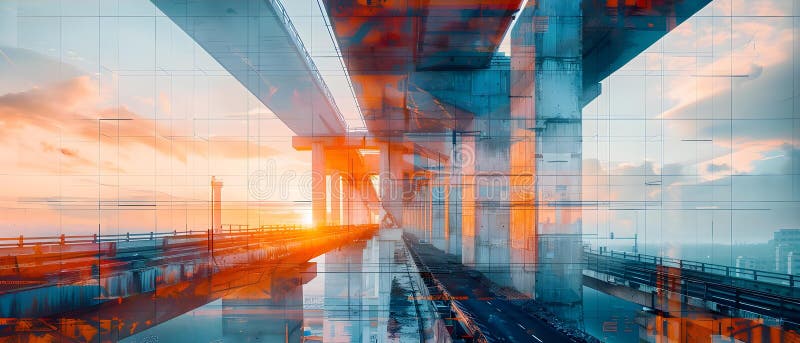 Symphony of Progress: Elevated Expressways at Dawn. Concept ...