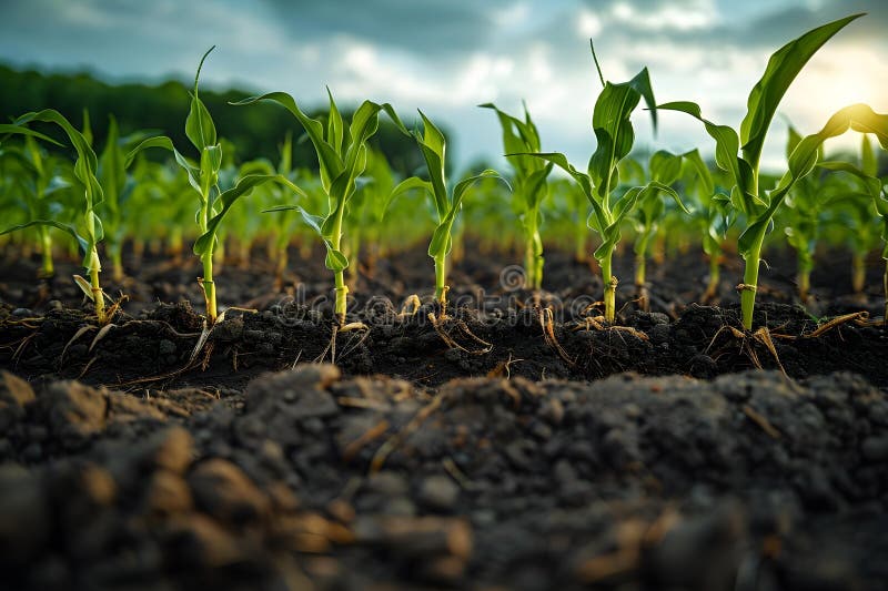 Symphony of Roots: Young Corn S Growth. Concept Agriculture, Corn ...