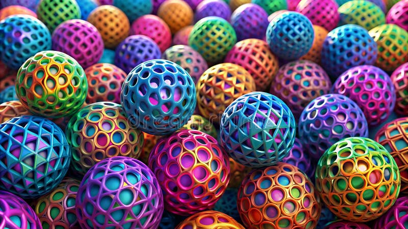 A Symphony of Spheres: a 3D Pattern of Interlocking Orbs in Vibrant ...