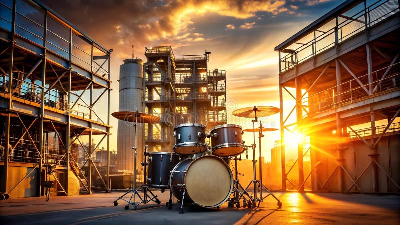 A Symphony of Steel: Drums in an Industrial Landscape AI Generated ...