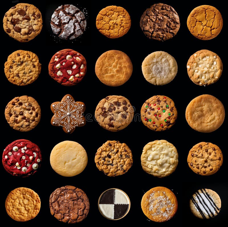 Delectable 5x5 Grid Collage of Cookies Stock Illustration ...