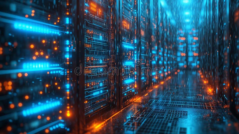 A Symphony of Technology: Server Room Filled with Glowing Racks in ...