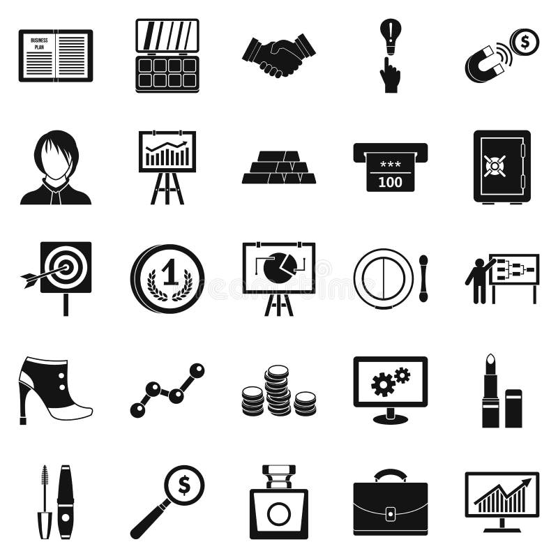 Symposium Icons Set, Simple Style Stock Vector - Illustration of ...