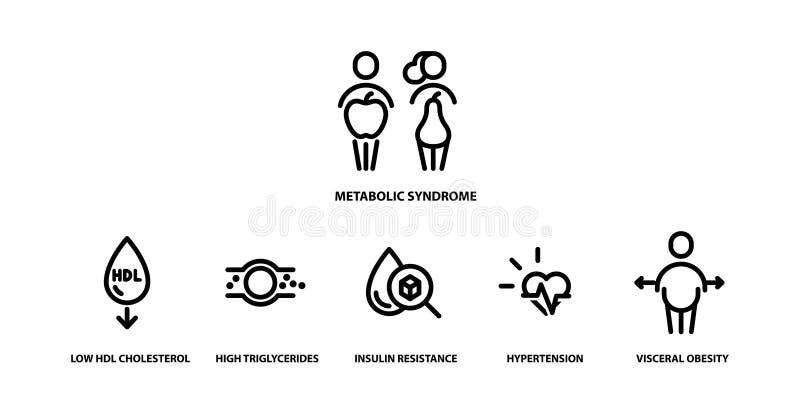 Symptoms of Metabolic Syndrome , Vector Icon, Line Color Vector ...