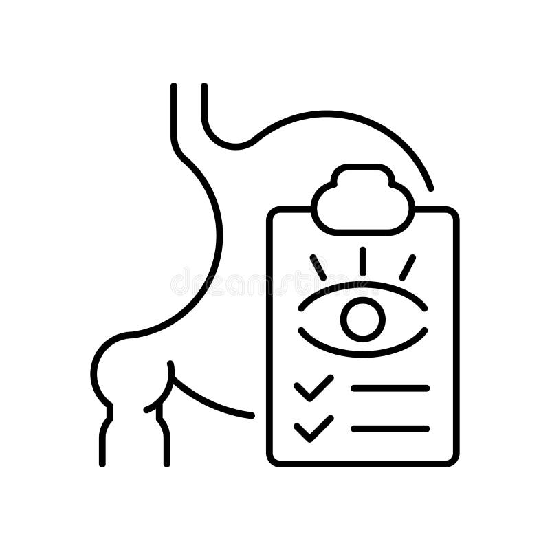 Symptoms of Stomach Problems Analysis. Line Icon Concept Stock Vector ...